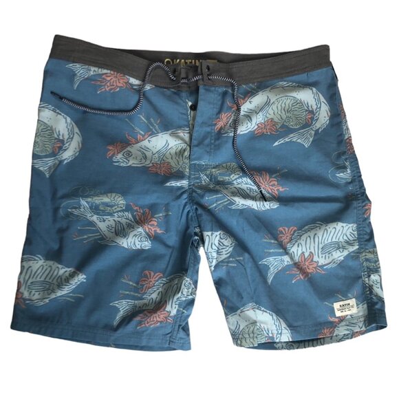 Katin | Swim | Katin Custom Surf Trunks Board Shorts Mens 36 Blue Fish ...
